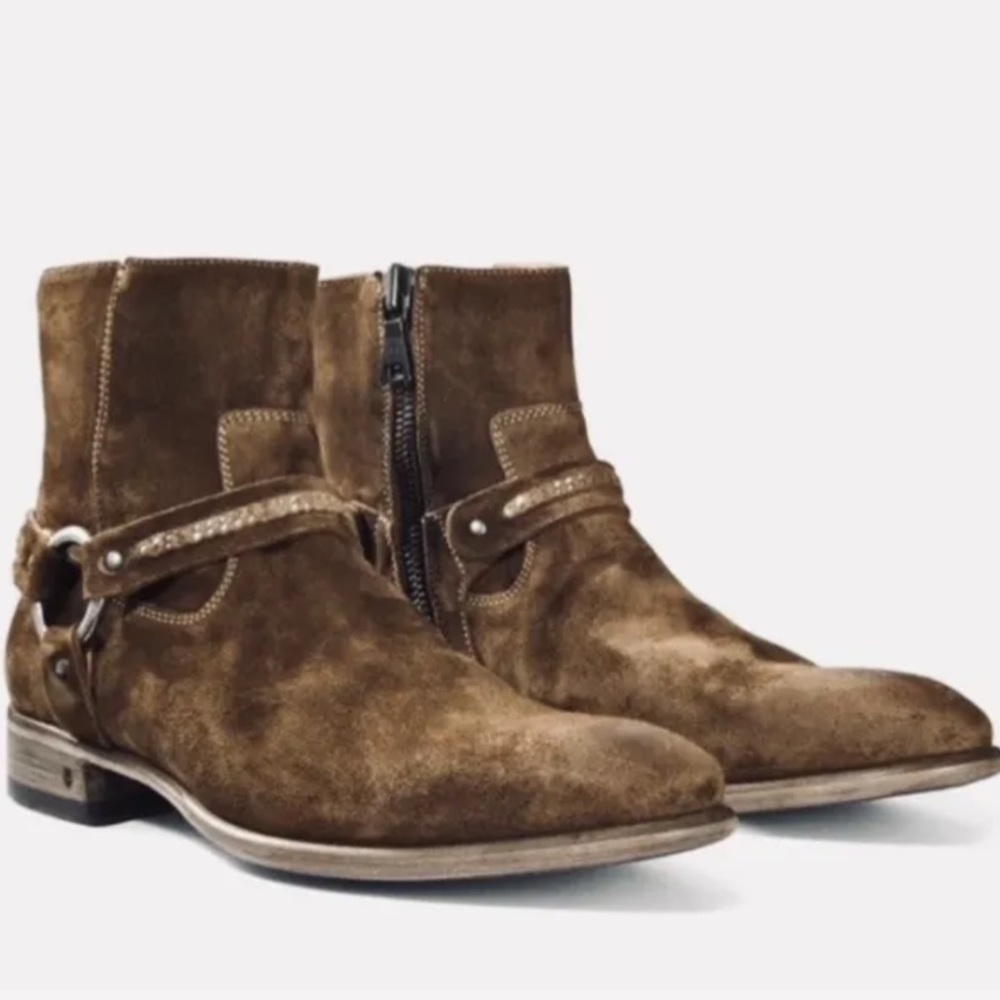 Men's John Varvatos Eldridge Harness Suede Boot Size 9 - Gem